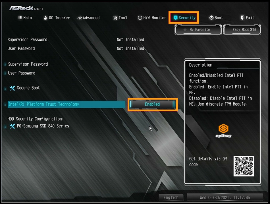 How to enable TPM 2.0 – IRONMACE